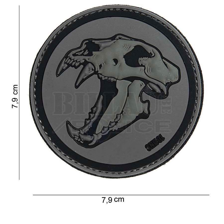 Patch PVC 3D Crâne de Tigre à Dents de Sabre Gris – Billau Armes Tournai