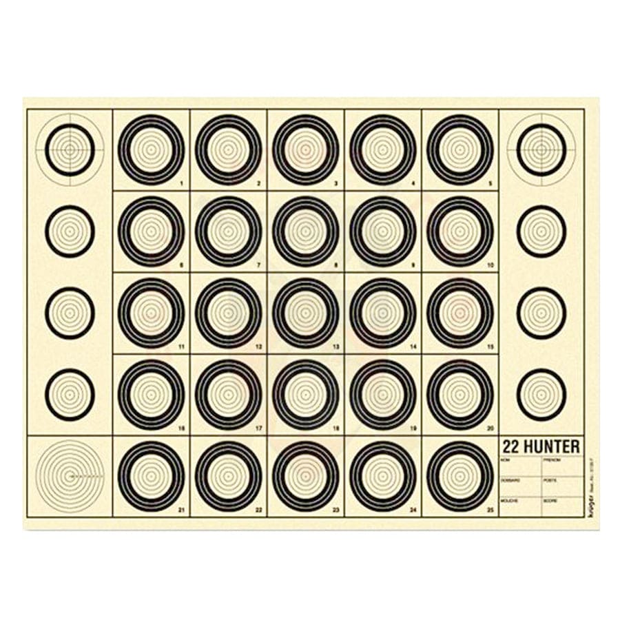 Cibles 22 Hunter Benchrest 50m Pack de 100 – Billau Armes Tournai