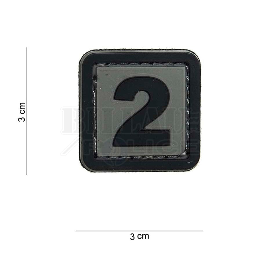 Patch PVC 3D Tac Number 2 Gris & Noir – Billau Armes Tournai
