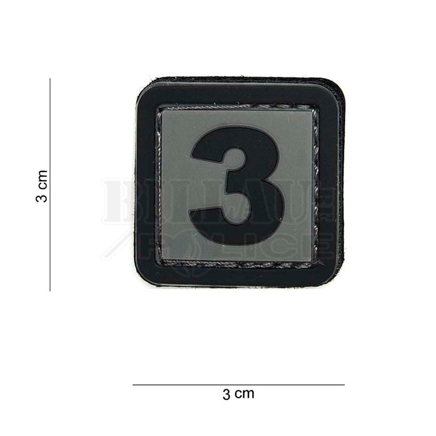 Patch PVC 3D Tac Number 3 Gris & Noir – Billau Armes Tournai