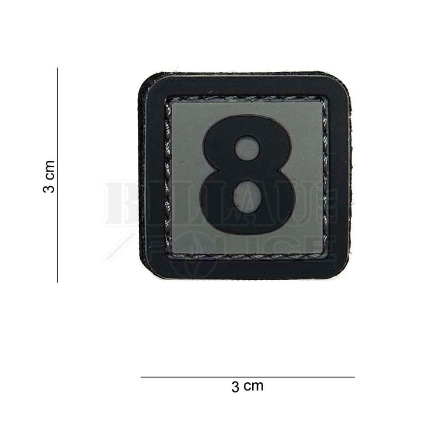 Patch PVC 3D Tac Number 8 Gris & Noir – Billau Armes Tournai